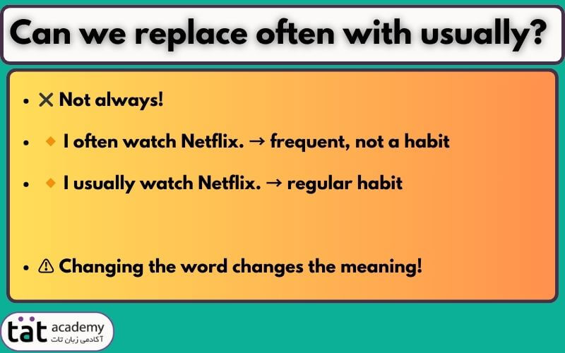 کاربرد و فرق usually و often در انگلیسی با مثال در جمله